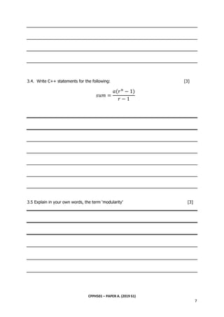 Cpph exam a_2019_s1 | PDF | Programming Languages | Computing