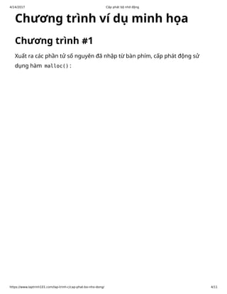 Cấp phát bộ nhớ động trong C | PDF