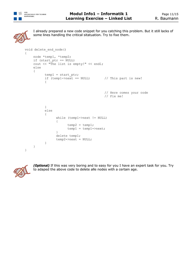 Cpp lernaufgabe linked_list | PDF