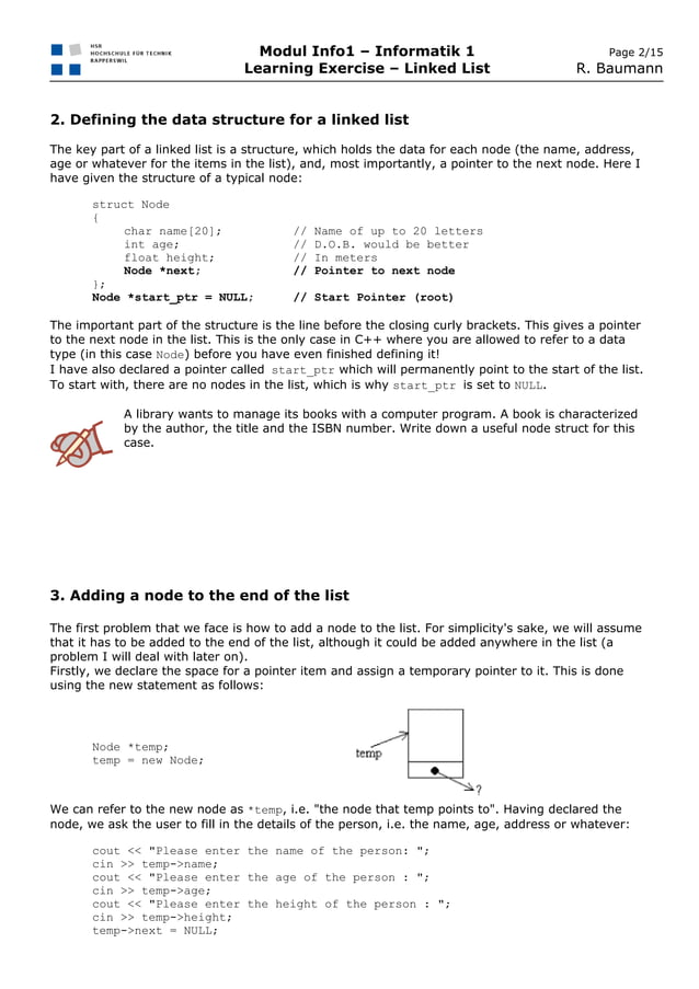 Cpp lernaufgabe linked_list | PDF