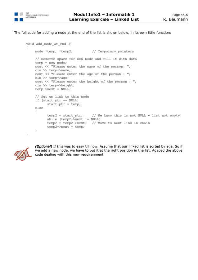 Cpp lernaufgabe linked_list | PDF