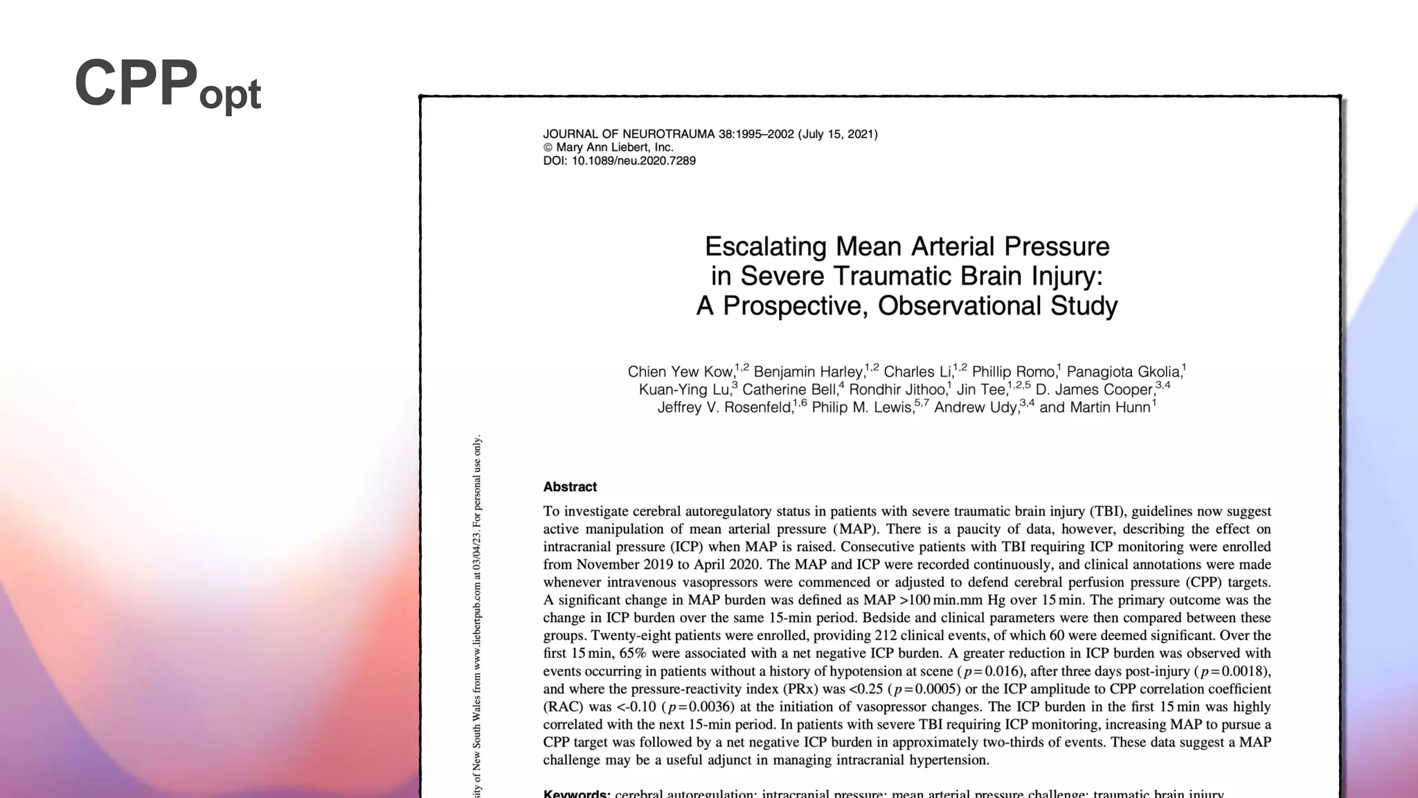 Optimal Cerebral Perfusion Pressure | PPTX