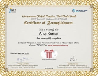 Certificate Program in Public Procurement & E-Procurement | PPT