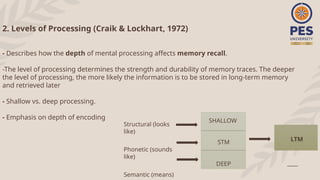 Memory and its models for cognitive psychology | PPTX