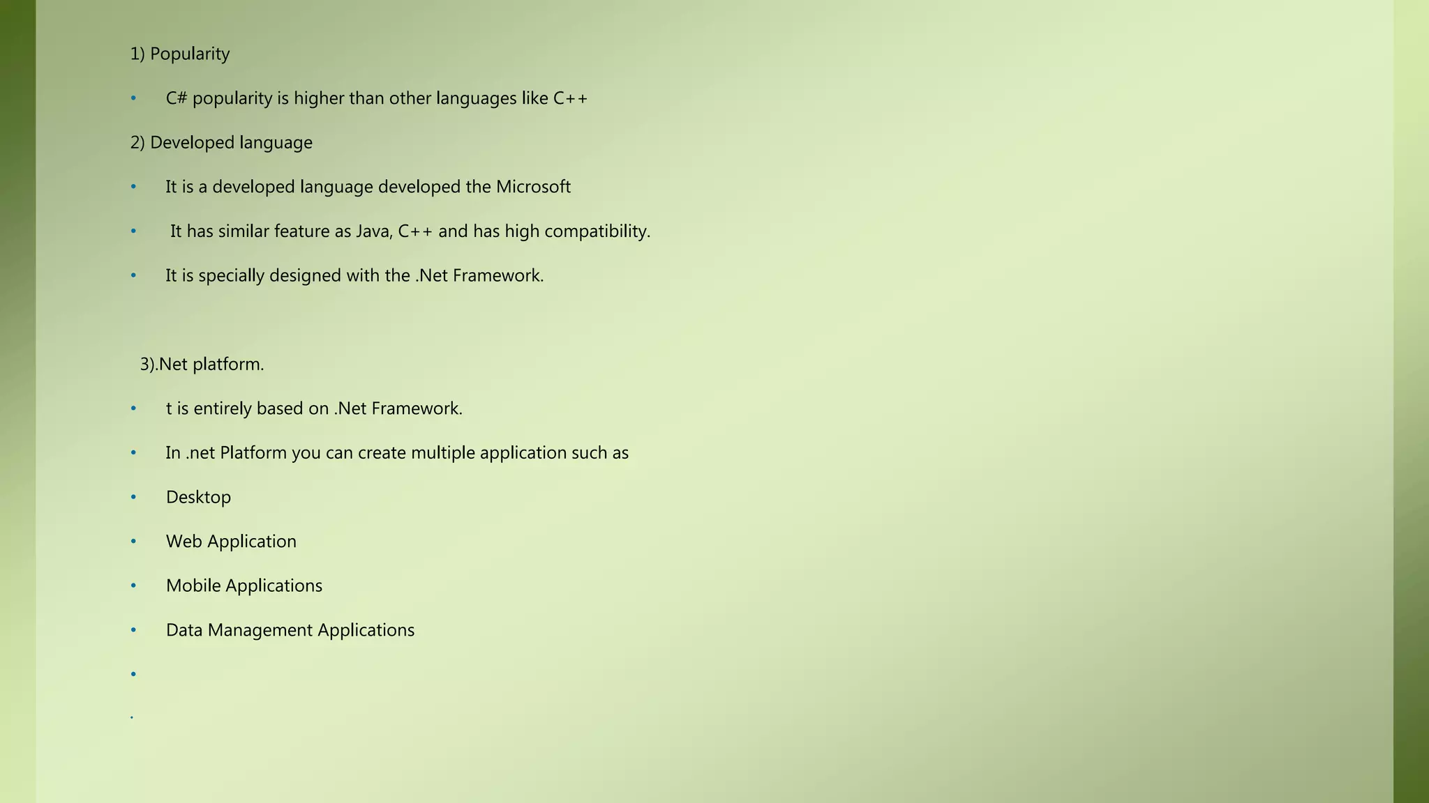 The importance of C# | PPT