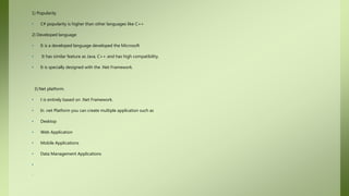 The importance of C# | PPT