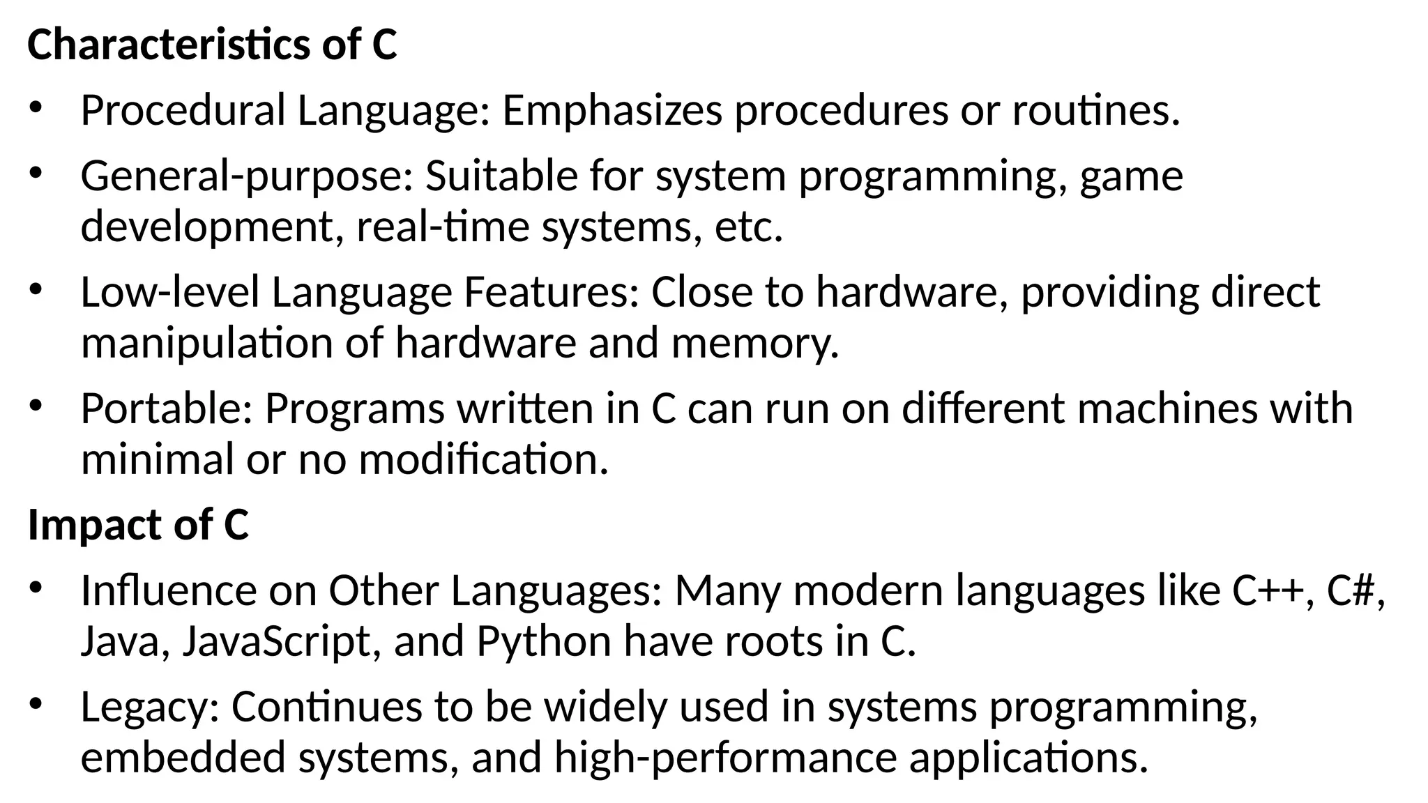Overview Of C History Structure Data Types Tokens In C Constants Variables Operators Ppt