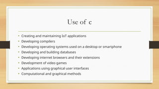 c ppt.pptx presentation on c language c presentation | PPT