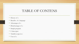 c ppt.pptx presentation on c language c presentation | PPT