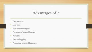 c ppt.pptx presentation on c language c presentation | PPT