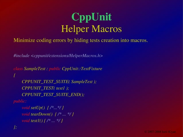 CppUnit using introduction | PPT