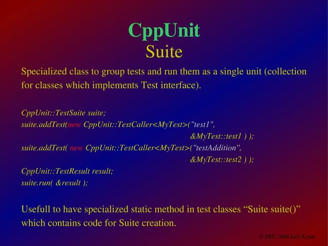 CppUnit using introduction | PPT