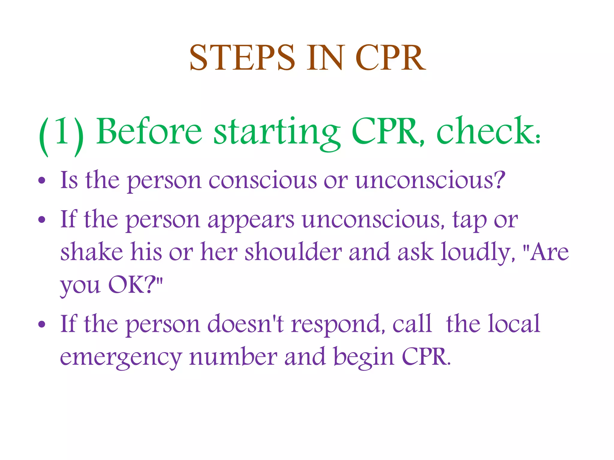 CPR (cardio-pulmonary resuscitation) | PPTX