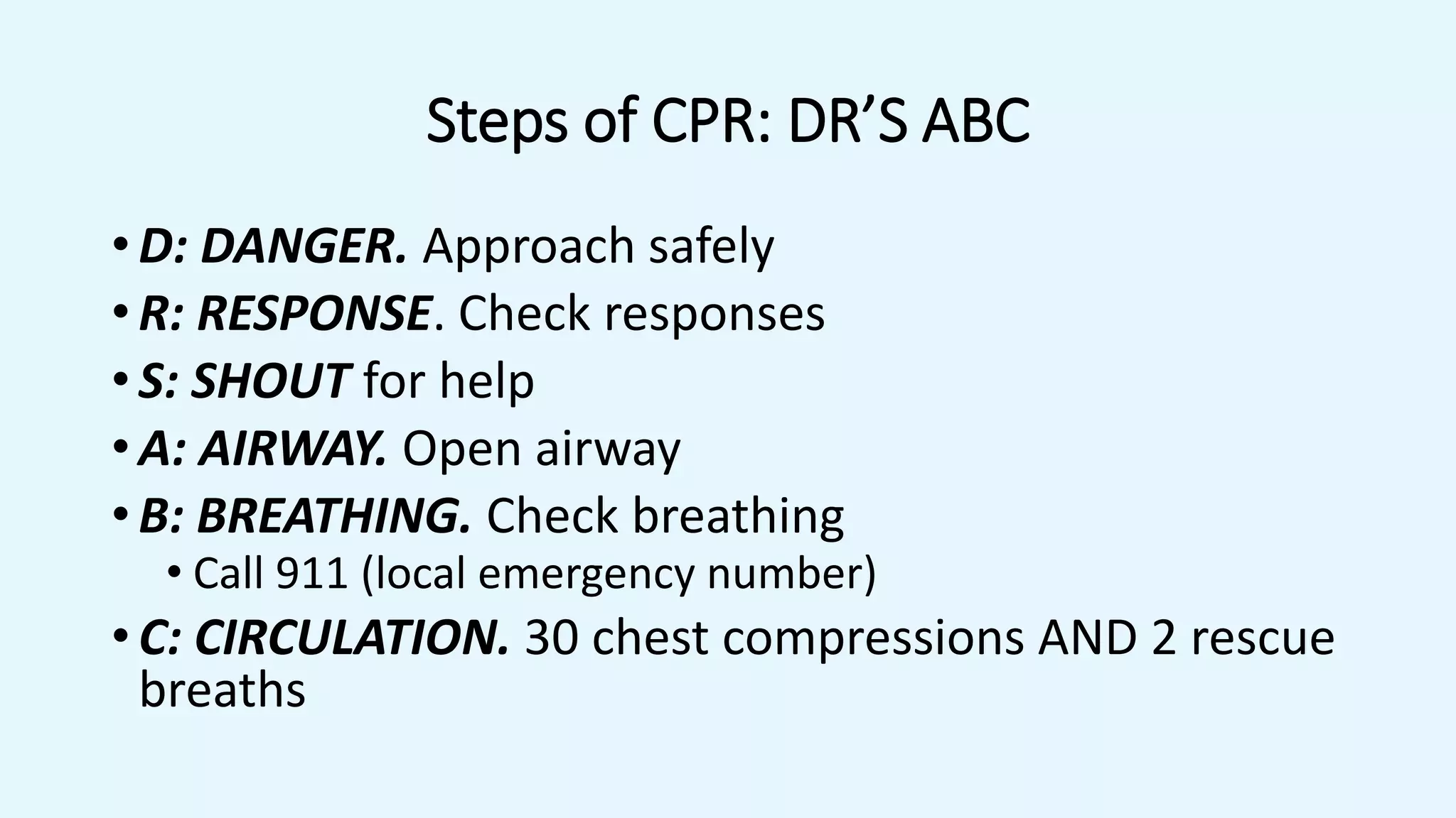 CPR: Cardio Pulmonary Resuscitation | PPTX