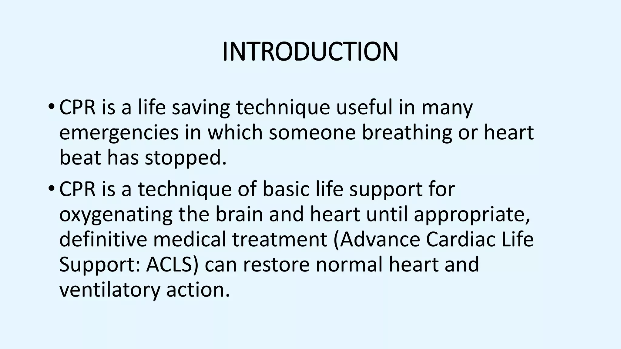 CPR: Cardio Pulmonary Resuscitation | PPTX