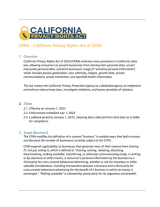 CPRA – California Privacy Rights Act (2020) | PDF