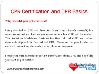 Cpr certification and cpr basics | PPT