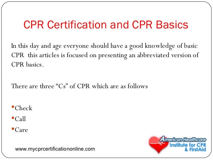 Cpr certification and cpr basics