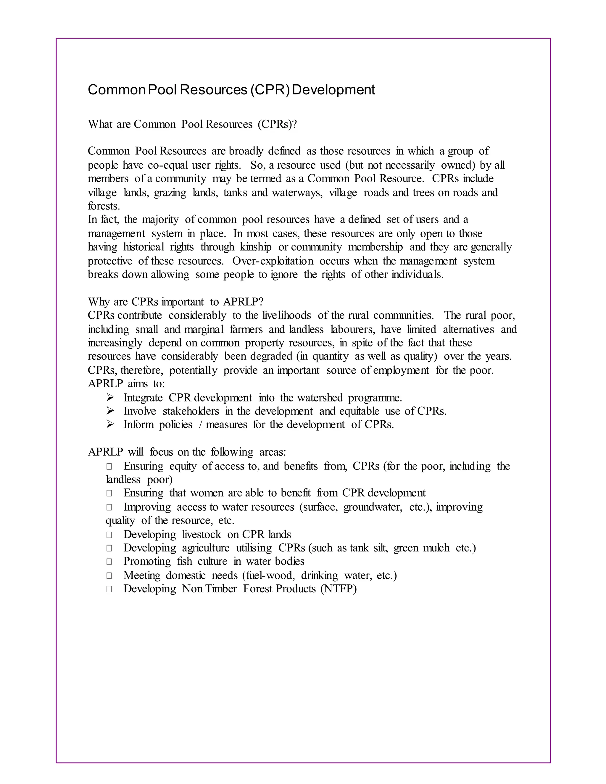 Cpr development approach final | DOC