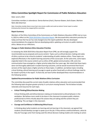 CPRE Ethics Spotlight Report | PDF