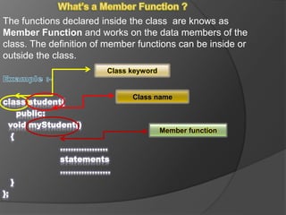 Member Function in C++ | PPTX