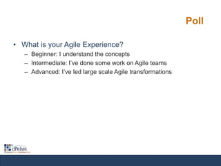 Applying Organizational Change and Leadership in Agile Transformations | PPT
