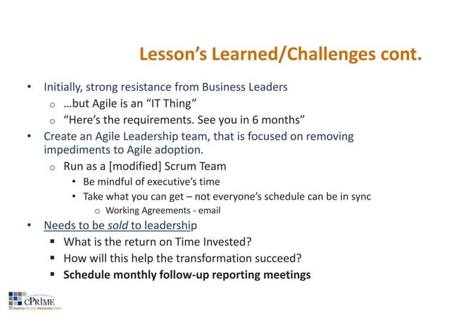 Applying Organizational Change and Leadership in Agile Transformations | PPTX