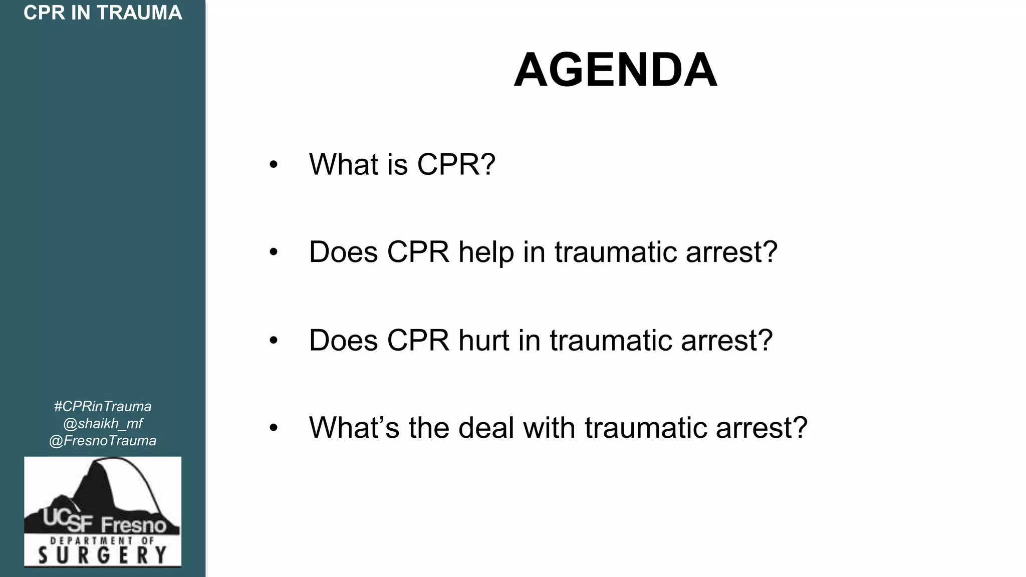 Cpr in trauma | PPTX | First Aid | Injuries