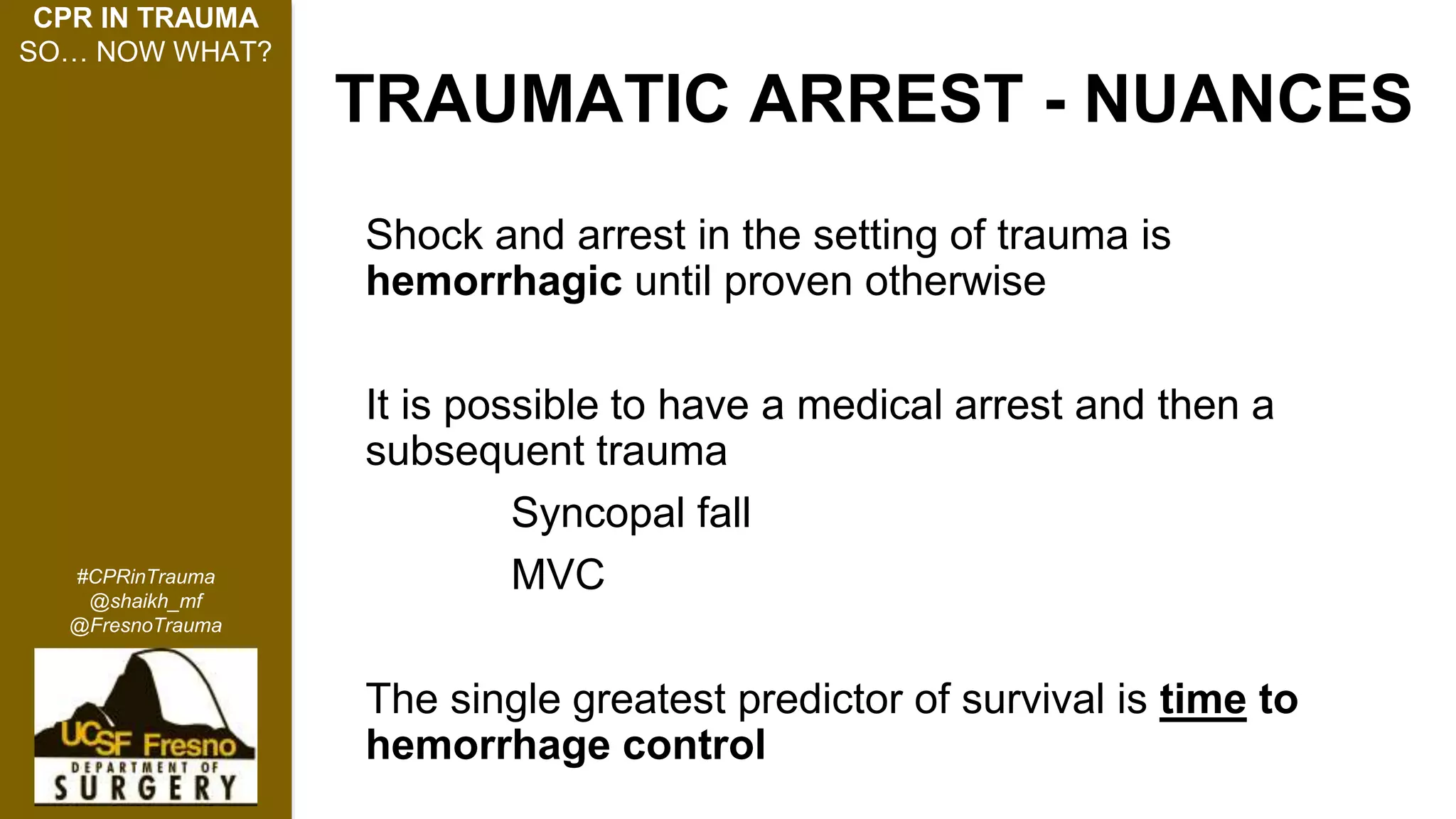Cpr in trauma | PPTX | First Aid | Injuries