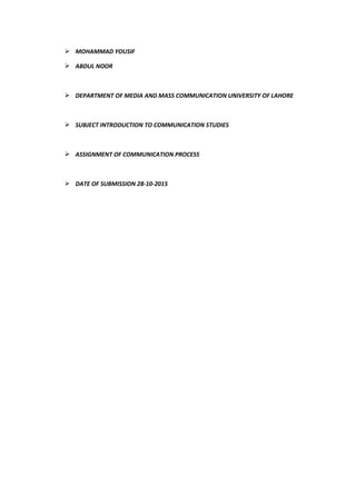 Communication process with practical example | DOC