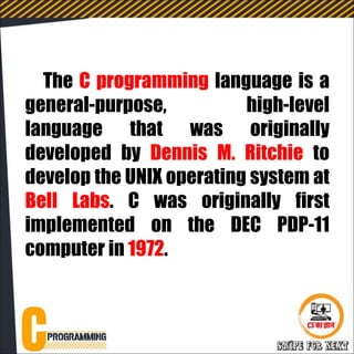 C programming 1 | PPTX | Programming Languages | Computing
