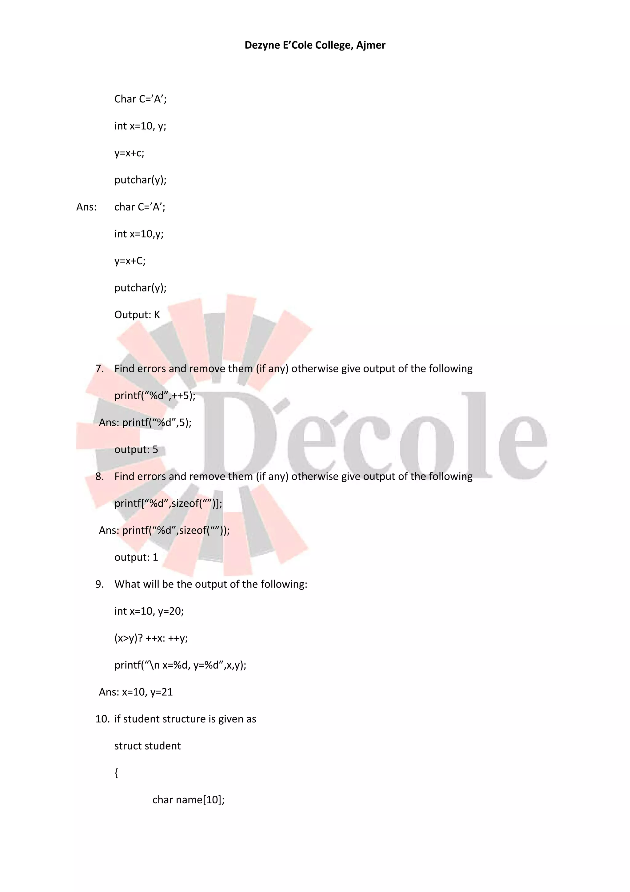C programming (Part 1) | PDF