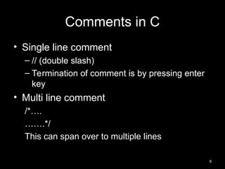 C programming this ppt has overview of c,datatypes and operators | PPT