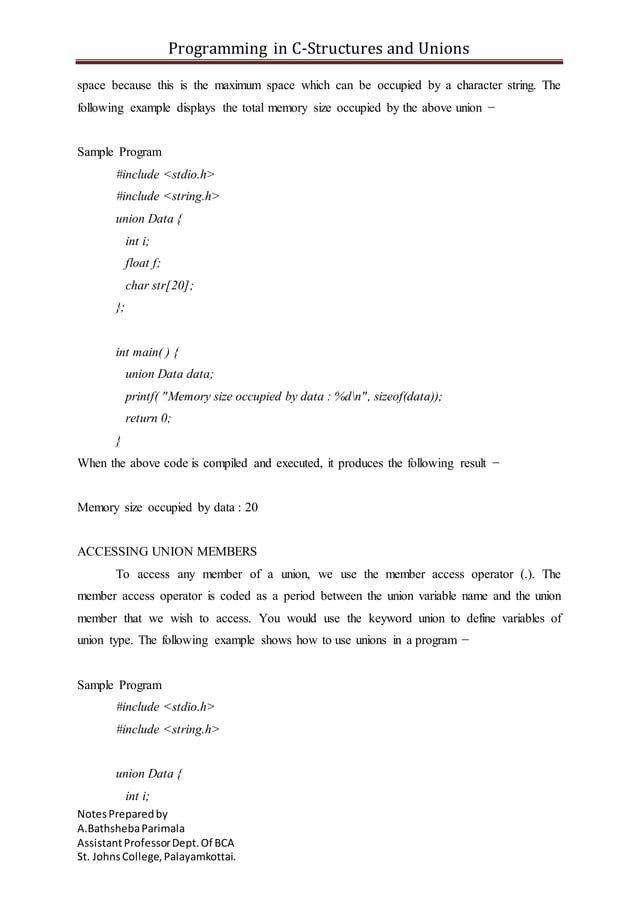 C programming structures & union | PDF