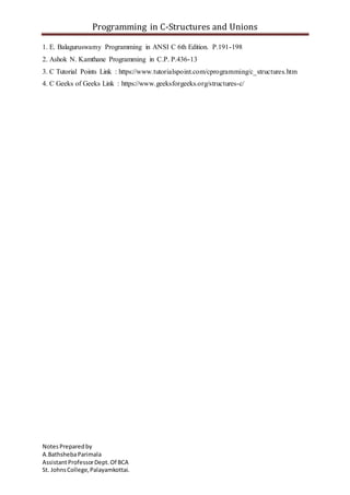 C programming structures & union | DOCX