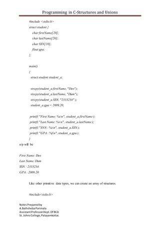 C programming structures & union | DOCX
