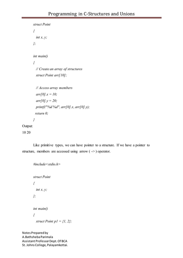 C programming structures & union | PDF