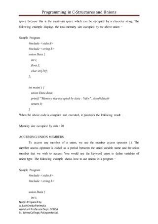 C programming structures & union | PDF
