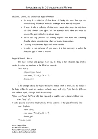 C programming structures & union | PDF
