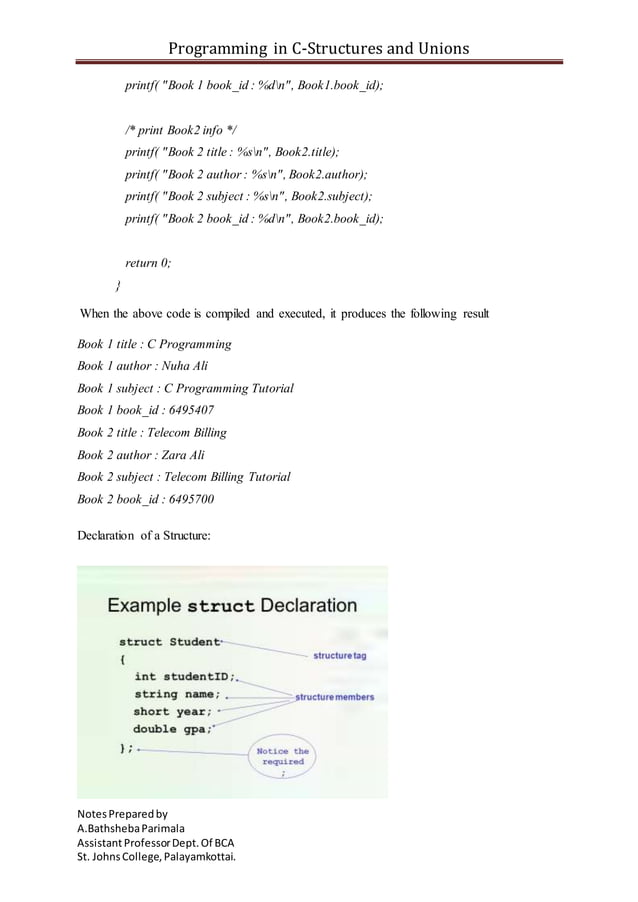 C programming structures & union