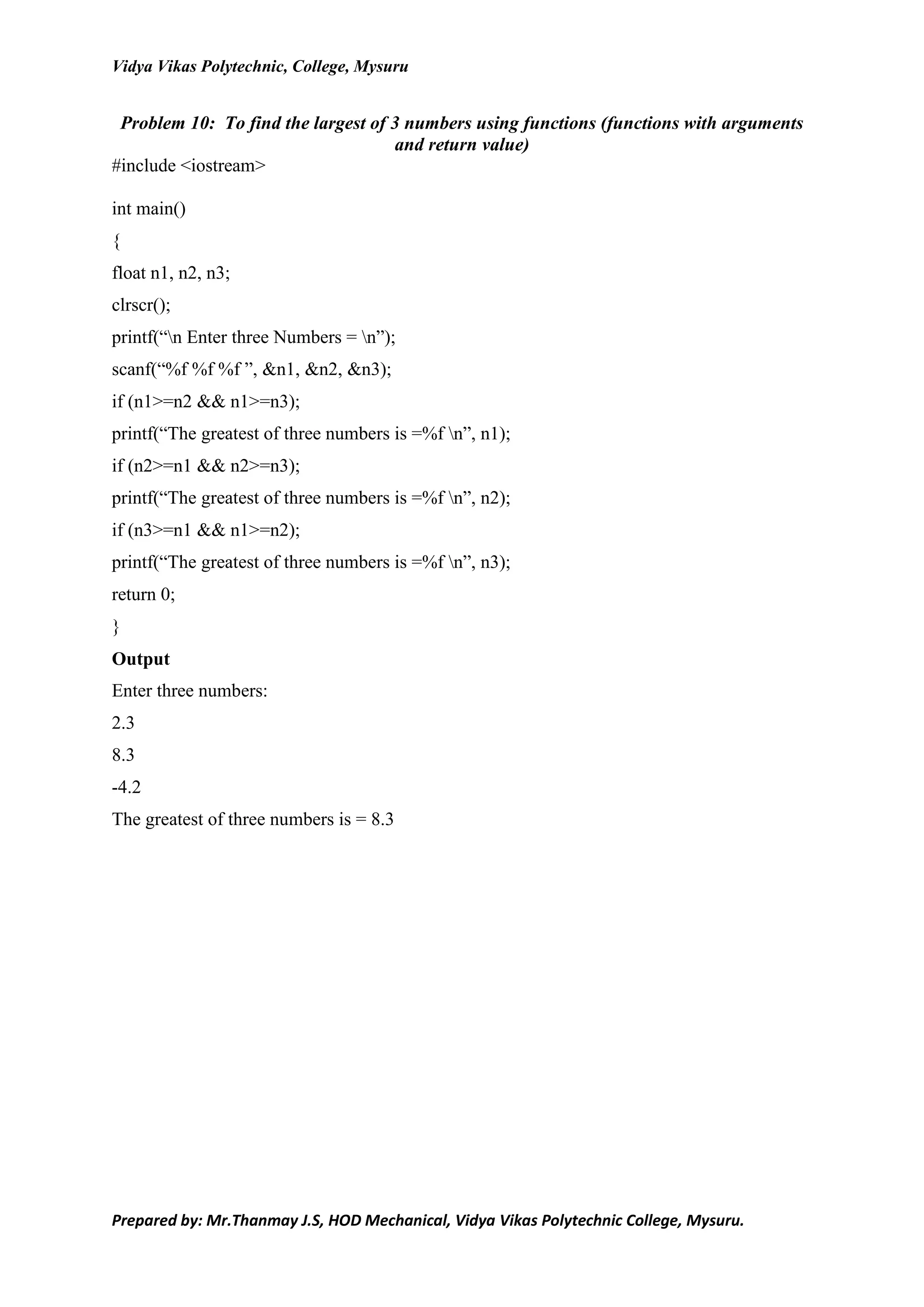 C programming Lab Manual 15 me47p | PDF
