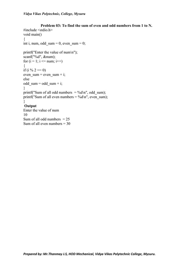 C programming Lab Manual 15 me47p | PDF