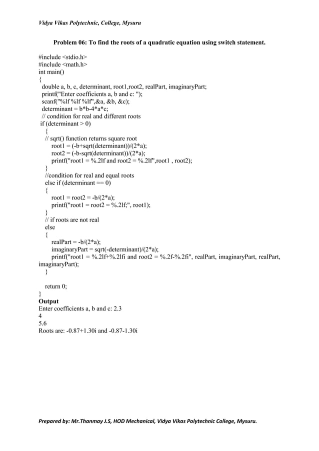 C programming Lab Manual 15 me47p | PDF