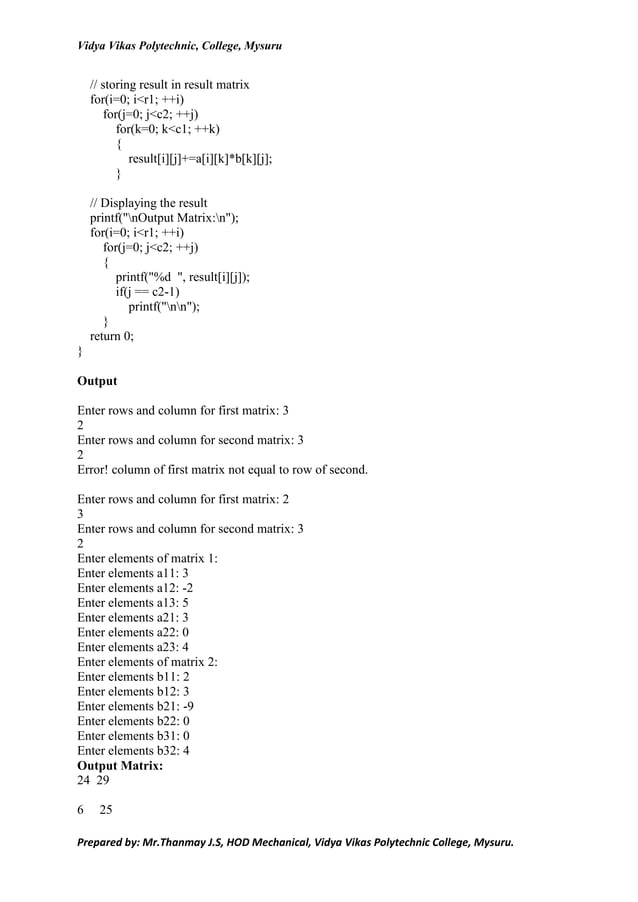 C programming Lab Manual 15 me47p | PDF
