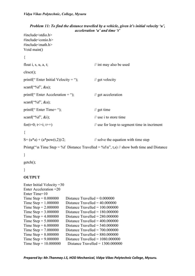 C programming Lab Manual 15 me47p | PDF