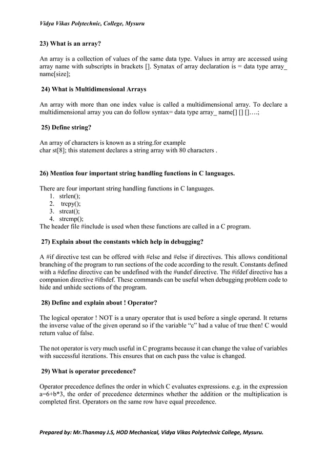 C programming Lab Manual 15 me47p | PDF
