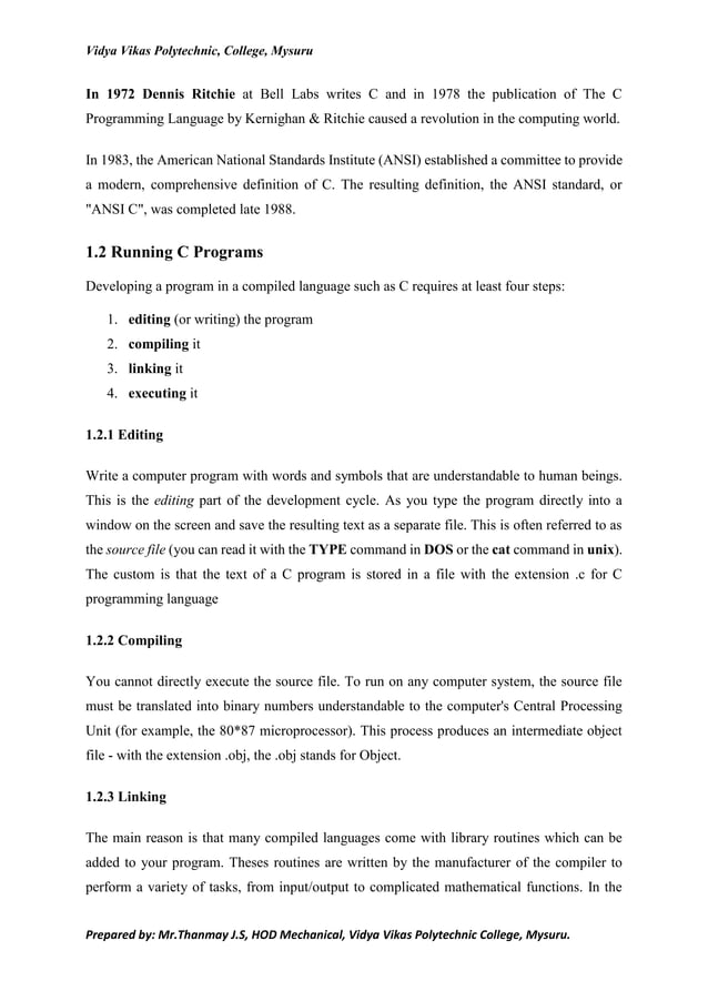 C programming Lab Manual 15 me47p | PDF