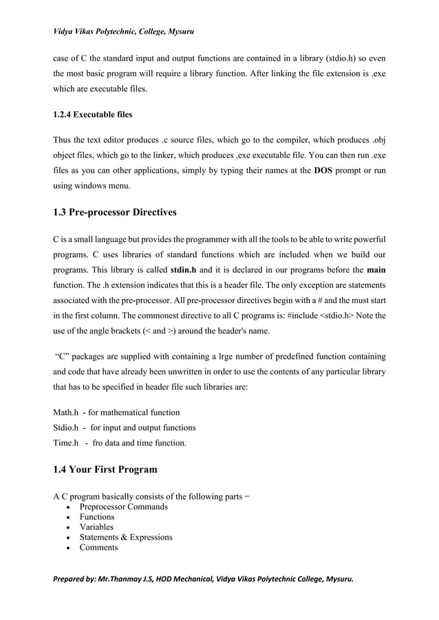 C programming Lab Manual 15 me47p | PDF