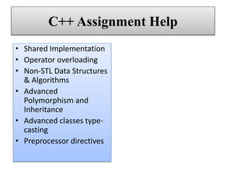 C++ programming Assignment Help | PPT
