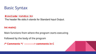 C Programming Basics programming list and examples | PPTX